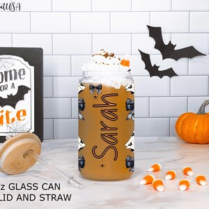 Personalized Halloween Ghost Glass Can 16 Oz, Spooky Season Sipper ...