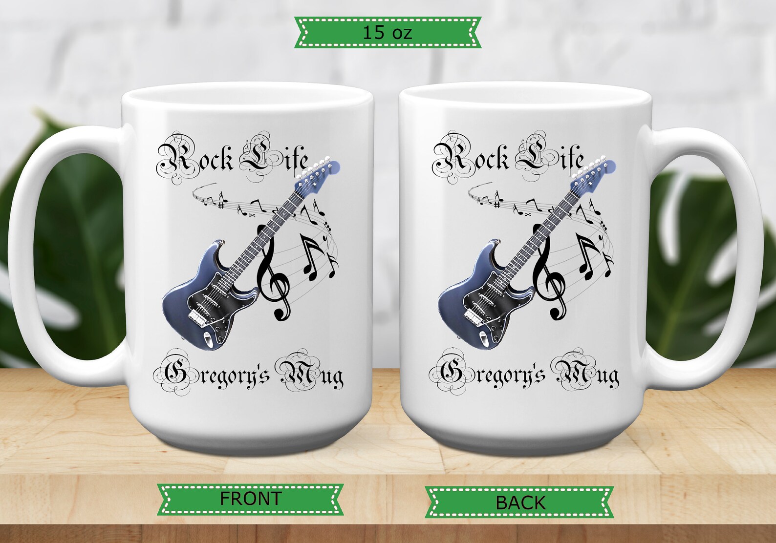 Personalized Rock Life Mug, 11 or 15 Oz, Electric Guitar Gift for Rock ...