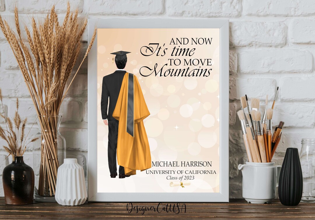 Personalized Graduation Gift Art Print for Him, Custom University or ...