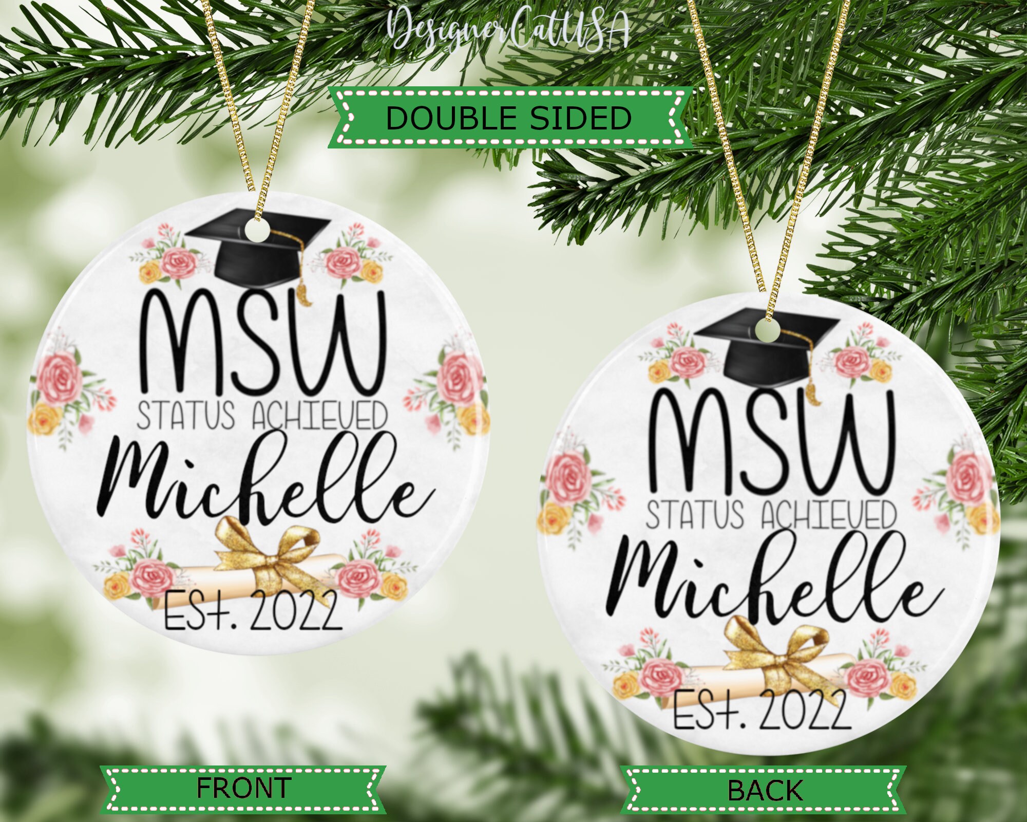 MSW Graduation Gift Ornament for Her, Personalized Master of Social ...