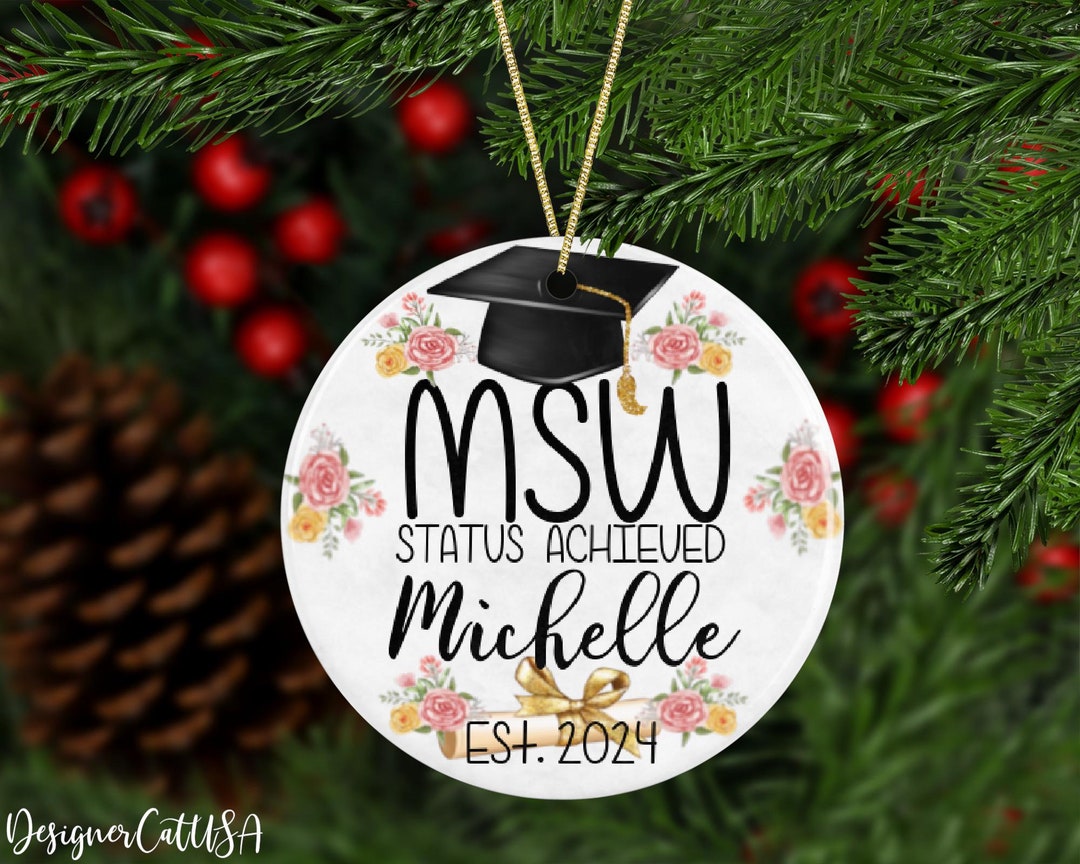 MSW Graduation Gift Ornament for Her, Personalized Master of Social ...