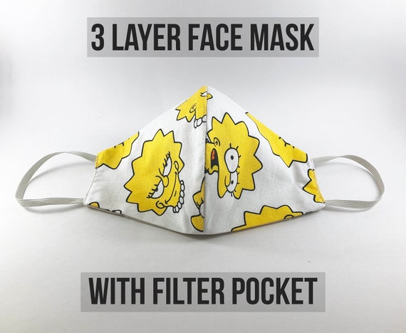 The Simpsons Lisa Simpson Handmade Cotton Face Mask Unisex | Etsy Australia