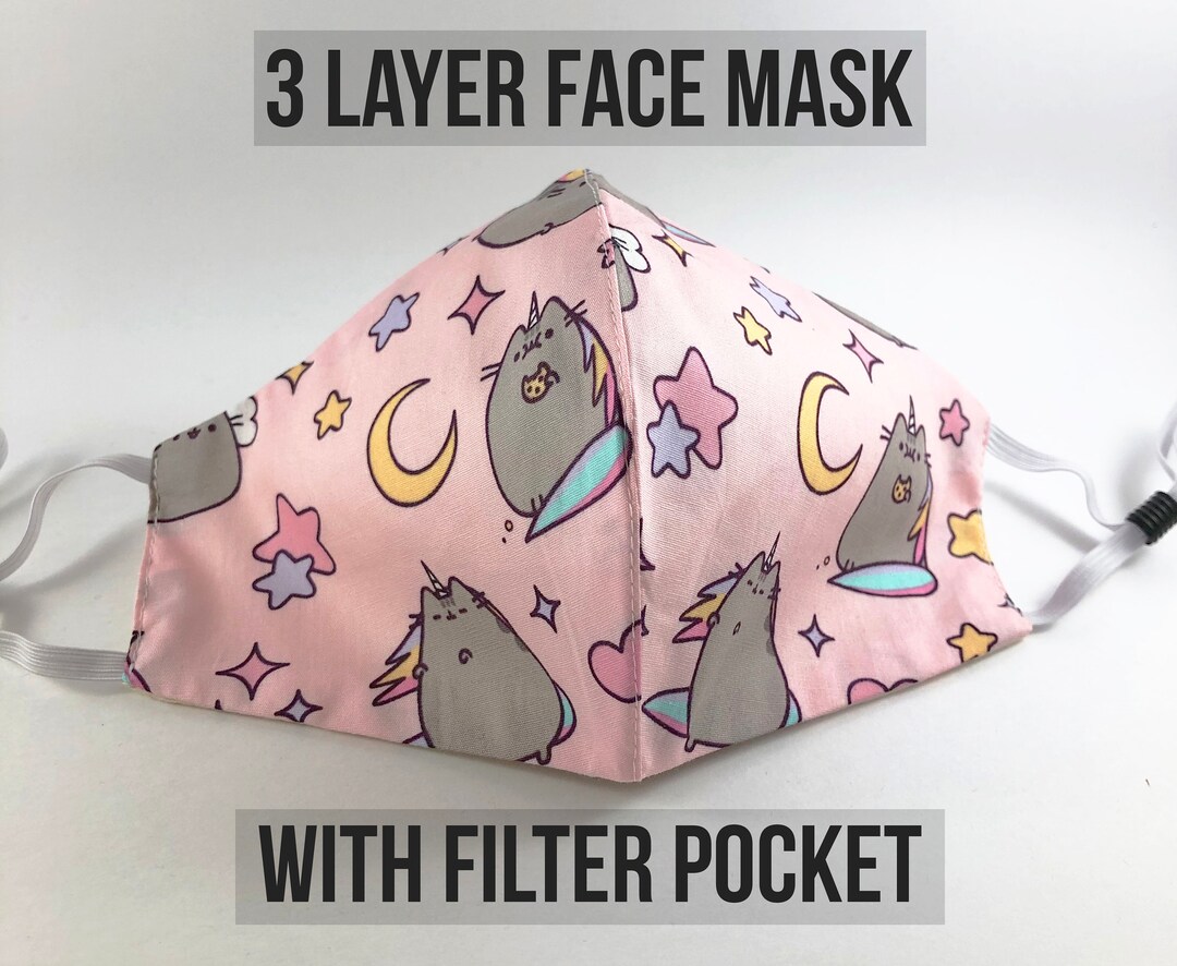 Pusheen Handmade Cotton Face Mask Unisex 3 Layers and With - Etsy