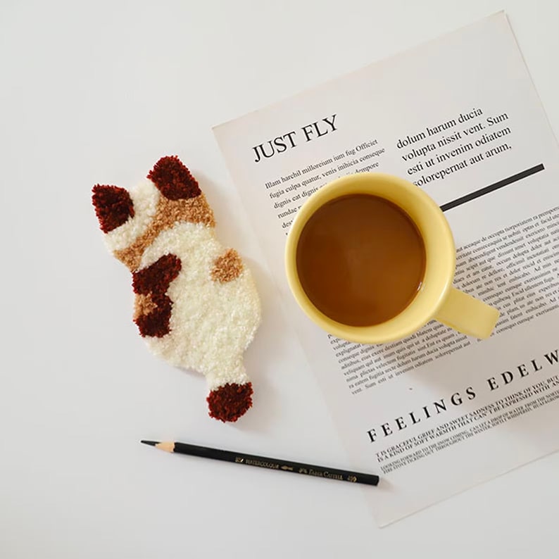 DIY Cute Cat Tufting Coaster Kit, Coaster Punch Needle Kit, DIY ...