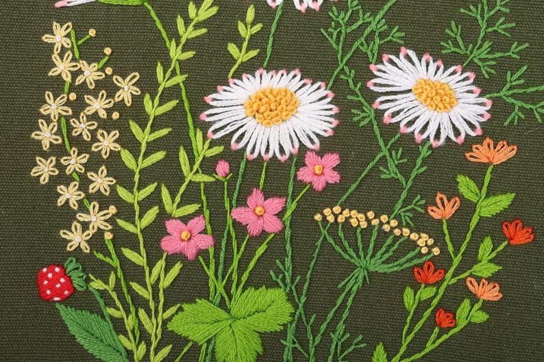 3 Set Kits Green Daisy Embroidery Kit for Beginner Modern - Etsy