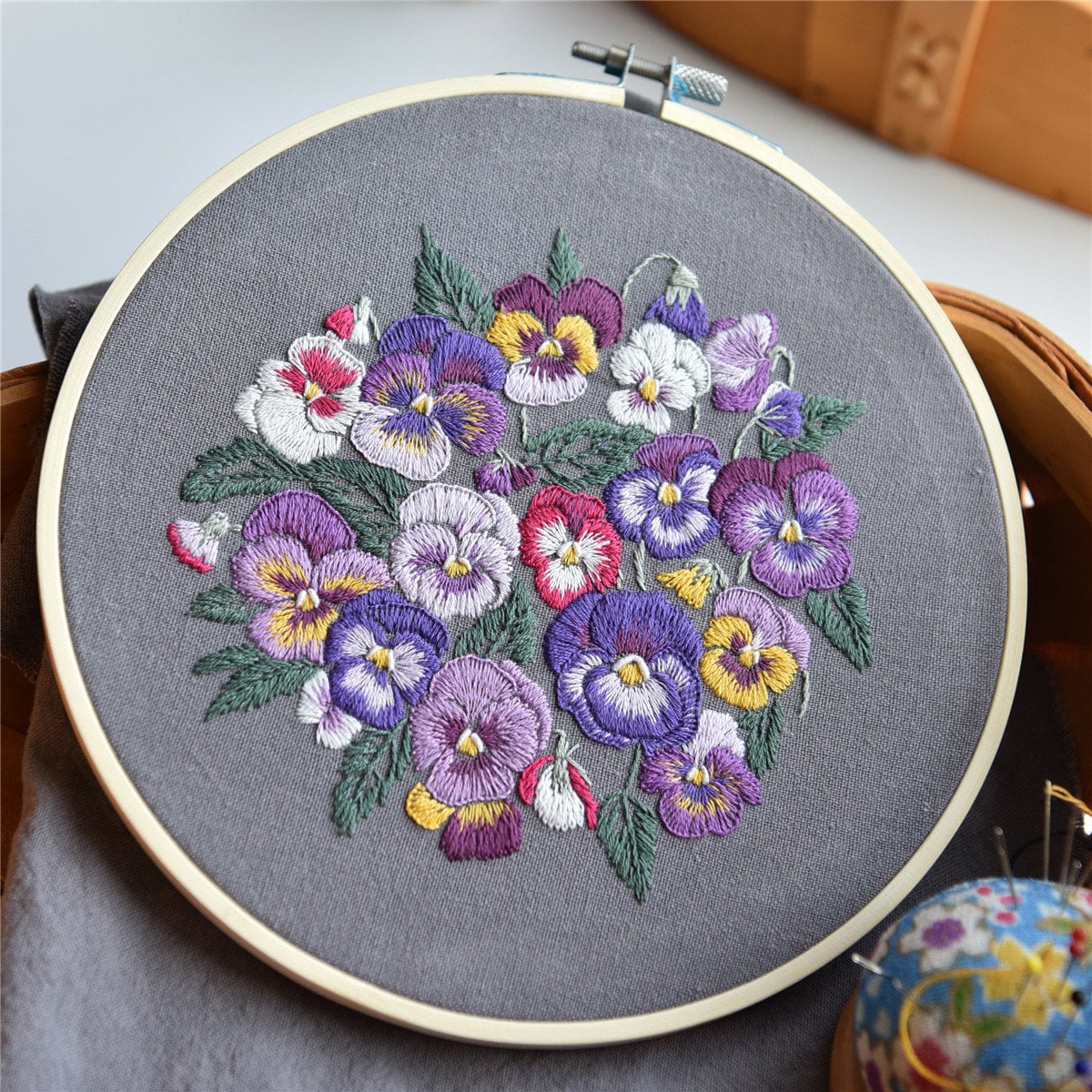 2 Flowers Full Kit Set Embroidery Kit for Beginner Modern - Etsy