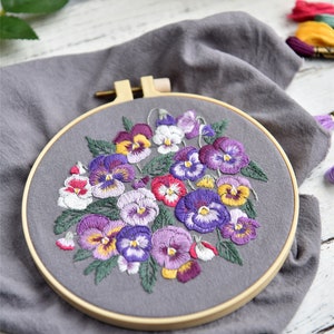 2 Flowers Full Kit Set Embroidery Kit for Beginner Modern Embroidery ...