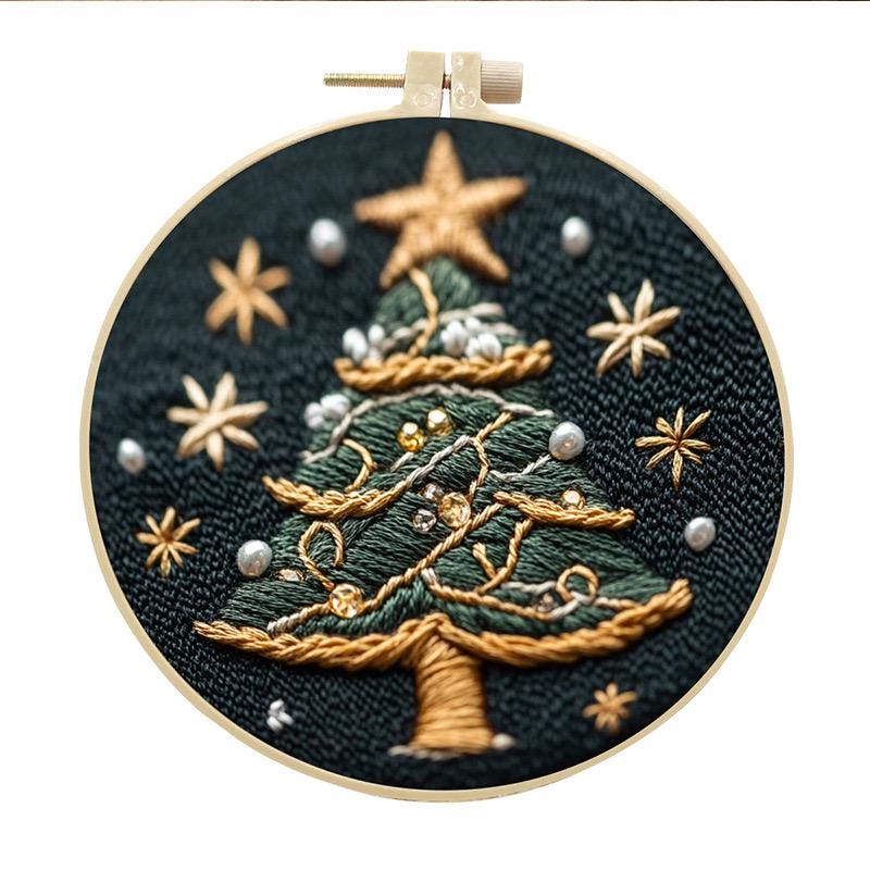 Christmas Tree Embroidery Kit-diy Craft-modern Flower Plant Hand ...
