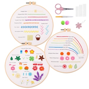 3 Pack Beginner Embroidery Kit Set of 3, Beginner Embroidery Kit ...