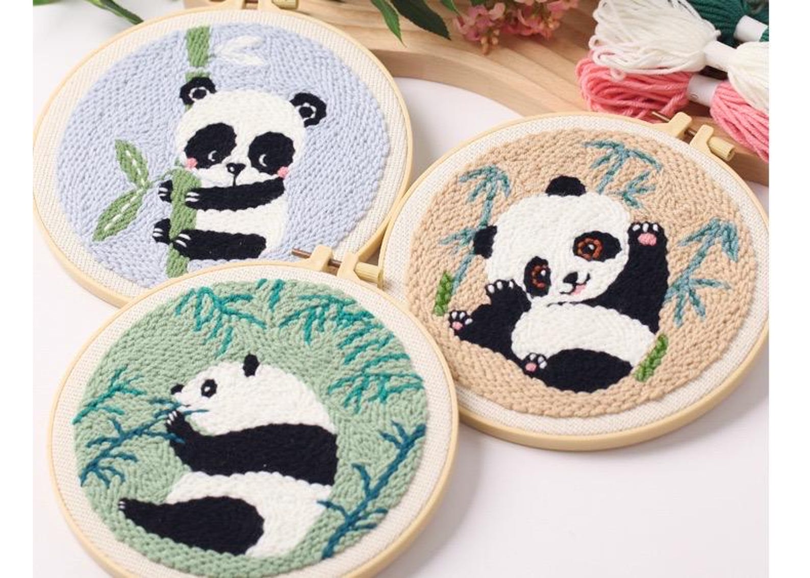 Panda Punch Needles Start Kit/ Beginner Punch Needle Kit With Wooden ...