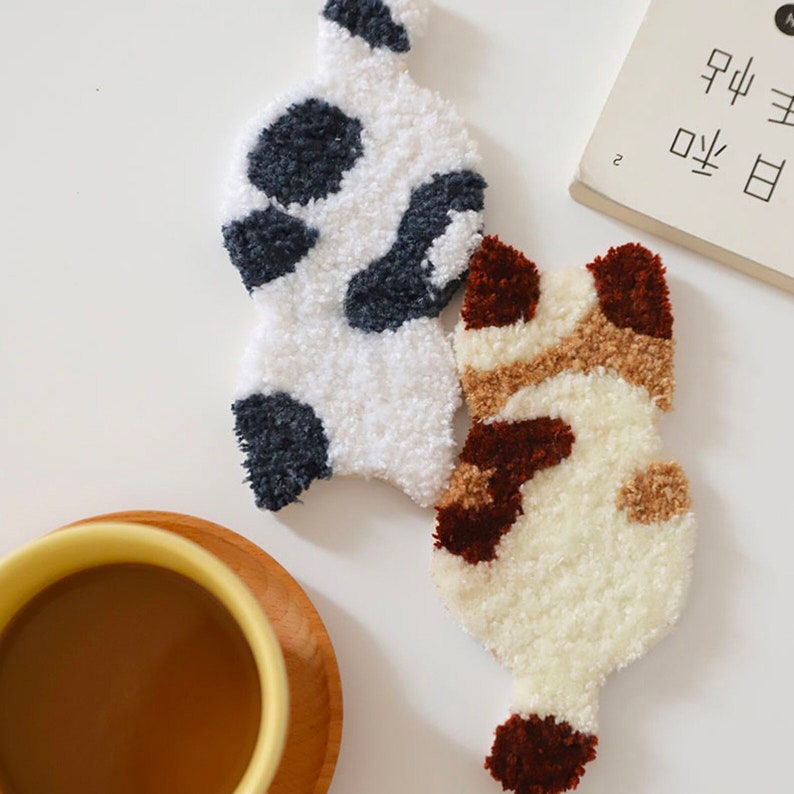 DIY Cute Cat Tufting Coaster Kit, Coaster Punch Needle Kit, DIY ...