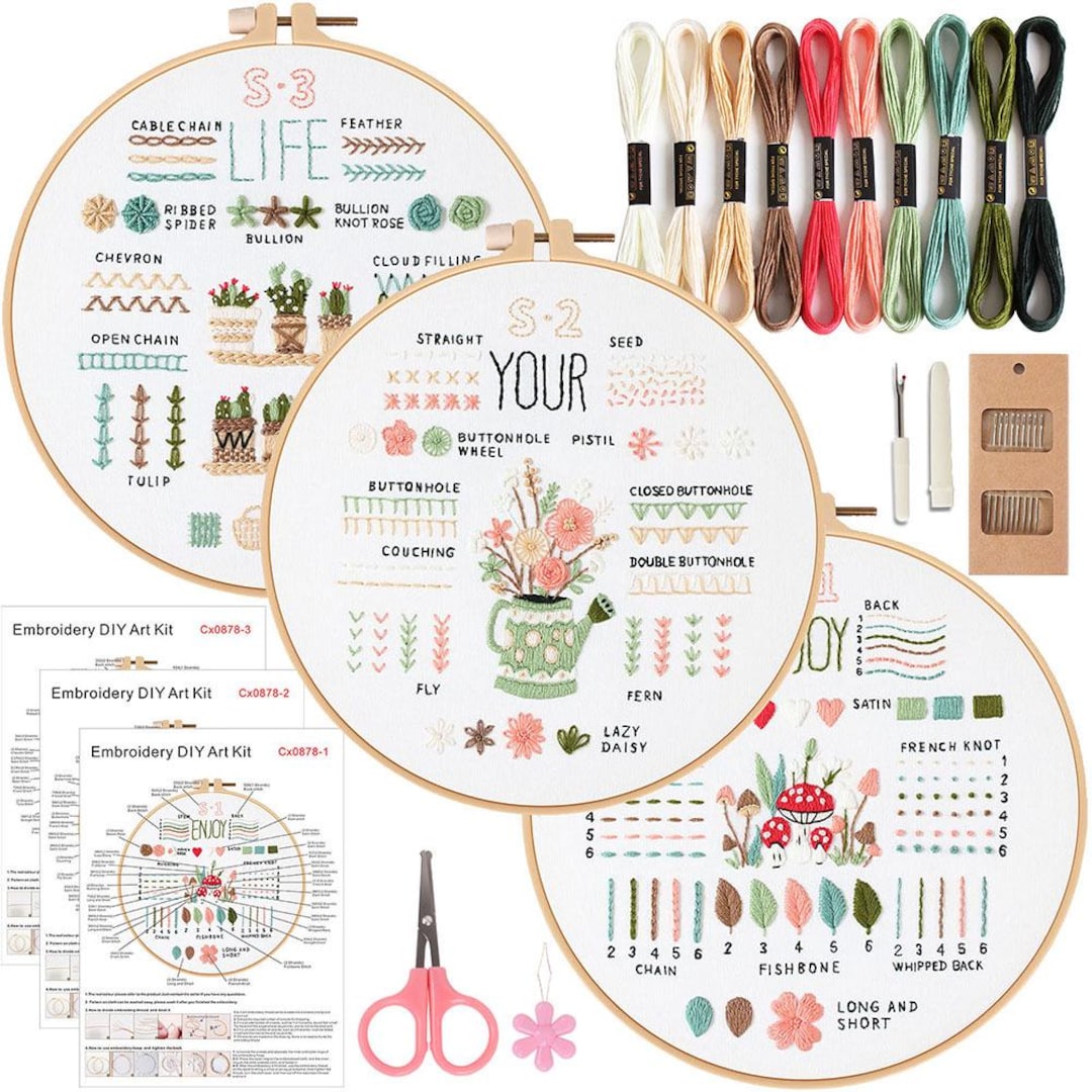 Stitch Along Embroidery Kit / Complete Beginner Embroidery Kit / Pick ...