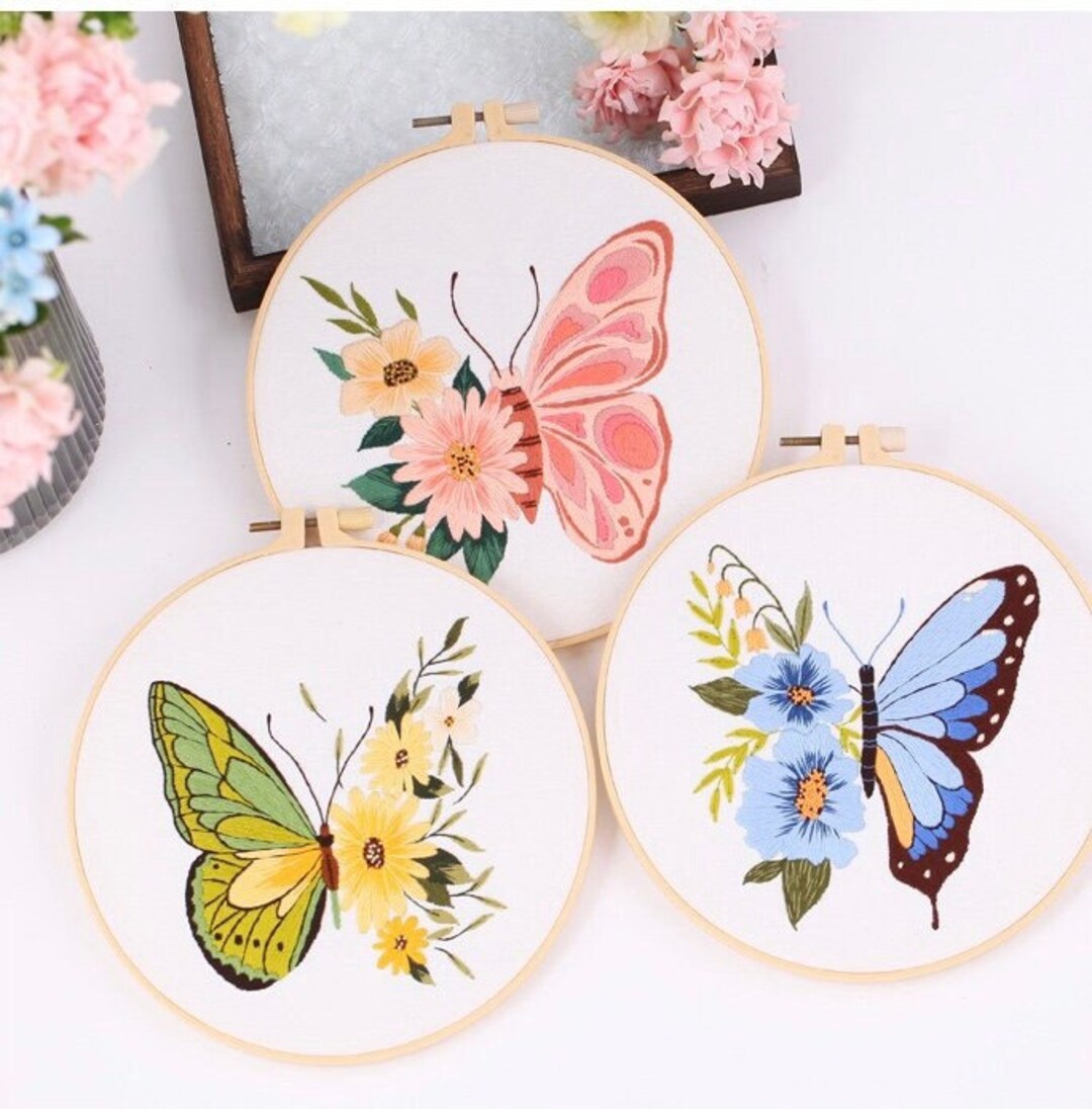 Butterfly Embroidery Kit Beginner, Beginner Embroidery Kit,modern ...