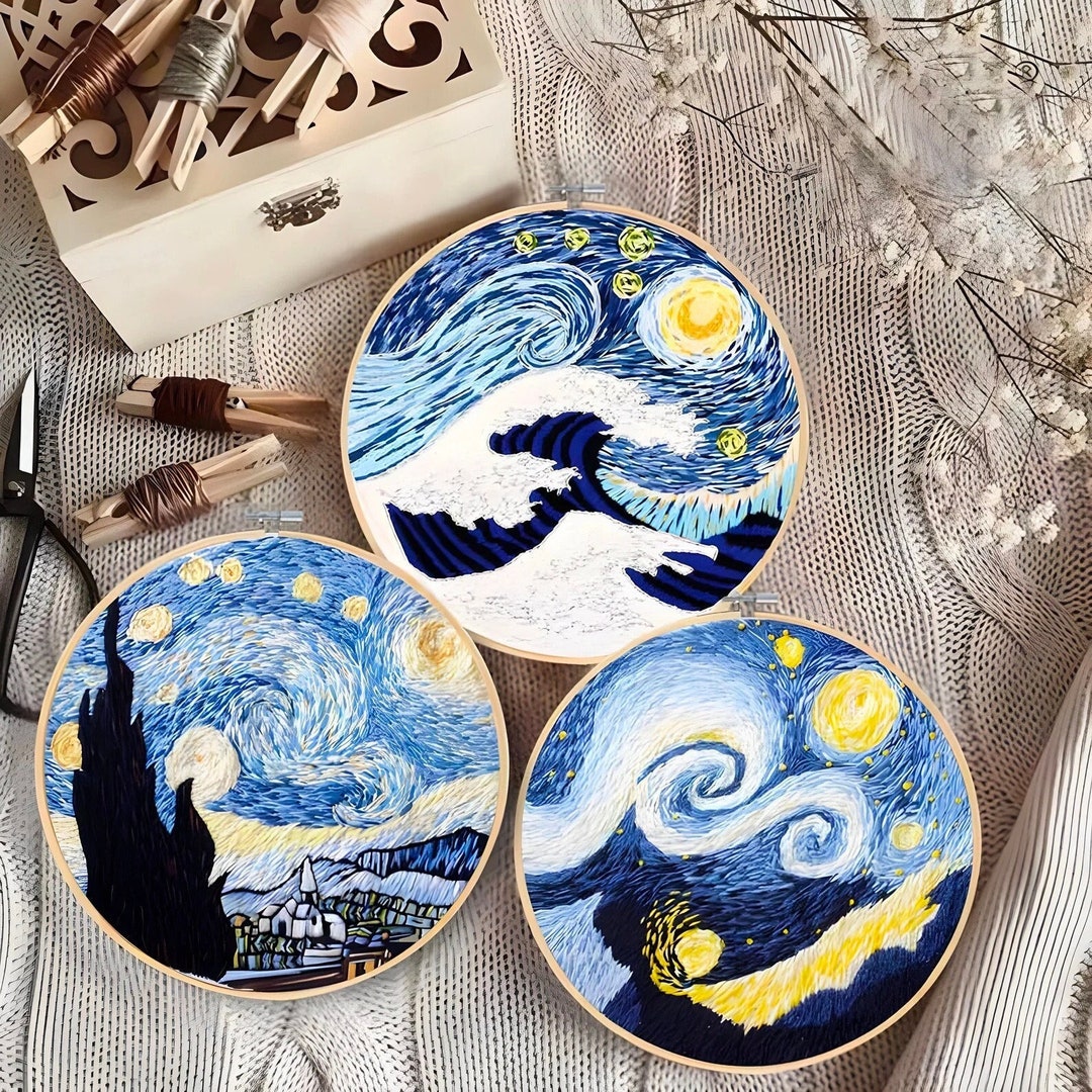 Van Gogh's Starry Sky Embroidery Kit | Embroidery Kit With Pattern ...