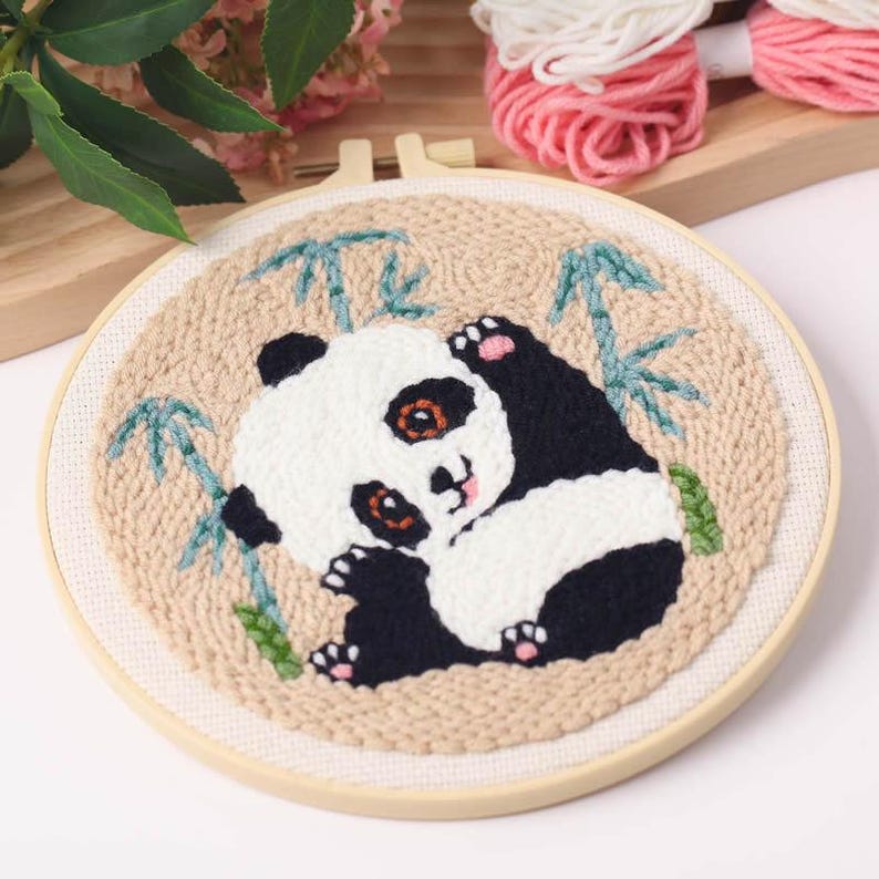Panda Punch Needles Start Kit/ Beginner Punch Needle Kit With Wooden ...