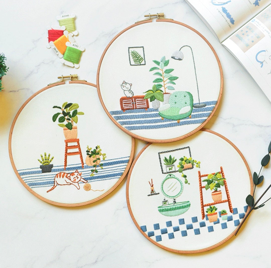 New Modern Home Living Embroidery Kit |embroidery Kit With Pattern ...