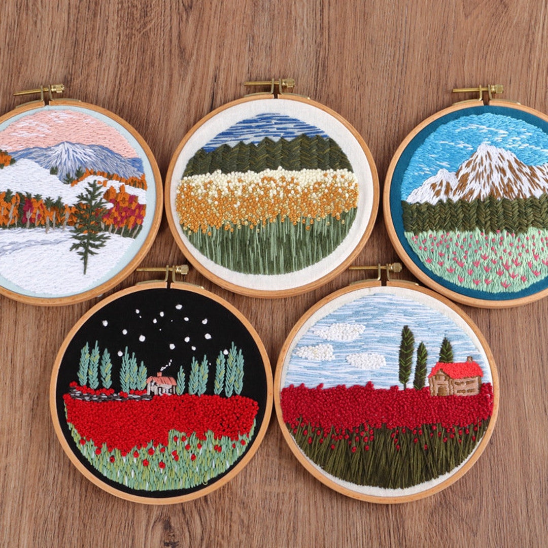 Beautiful Scenery Full Embroidery Kit | Modern Embroidery Kit With ...
