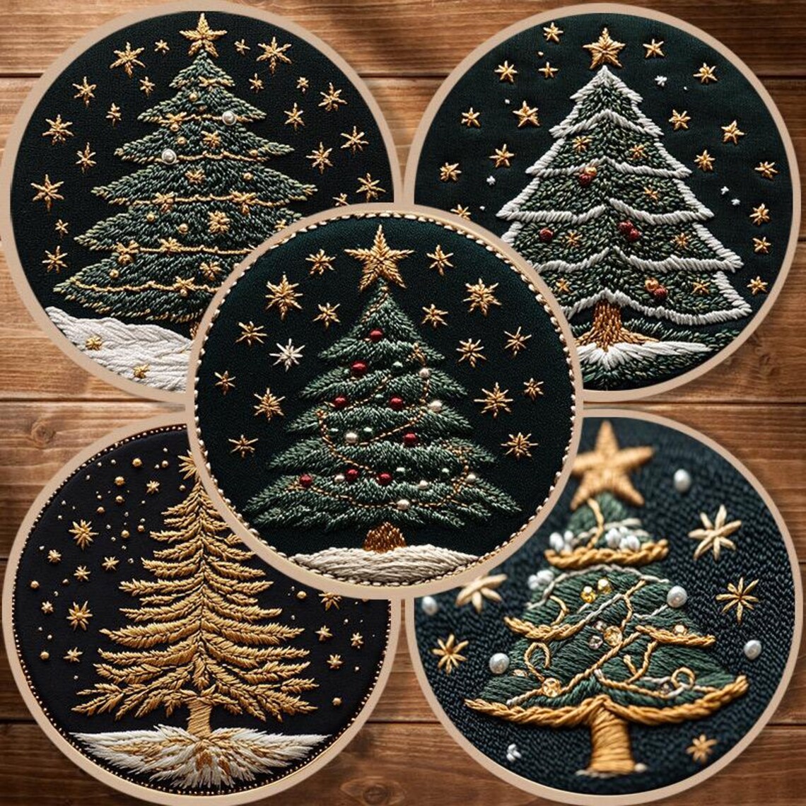 Christmas Tree Embroidery Kit-diy Craft-modern Flower Plant Hand ...