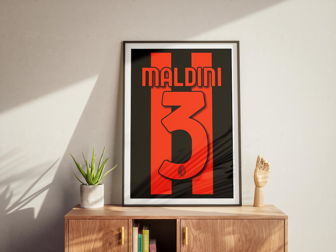Paolo Maldini Number 3 AC Milan Digital Print - Etsy
