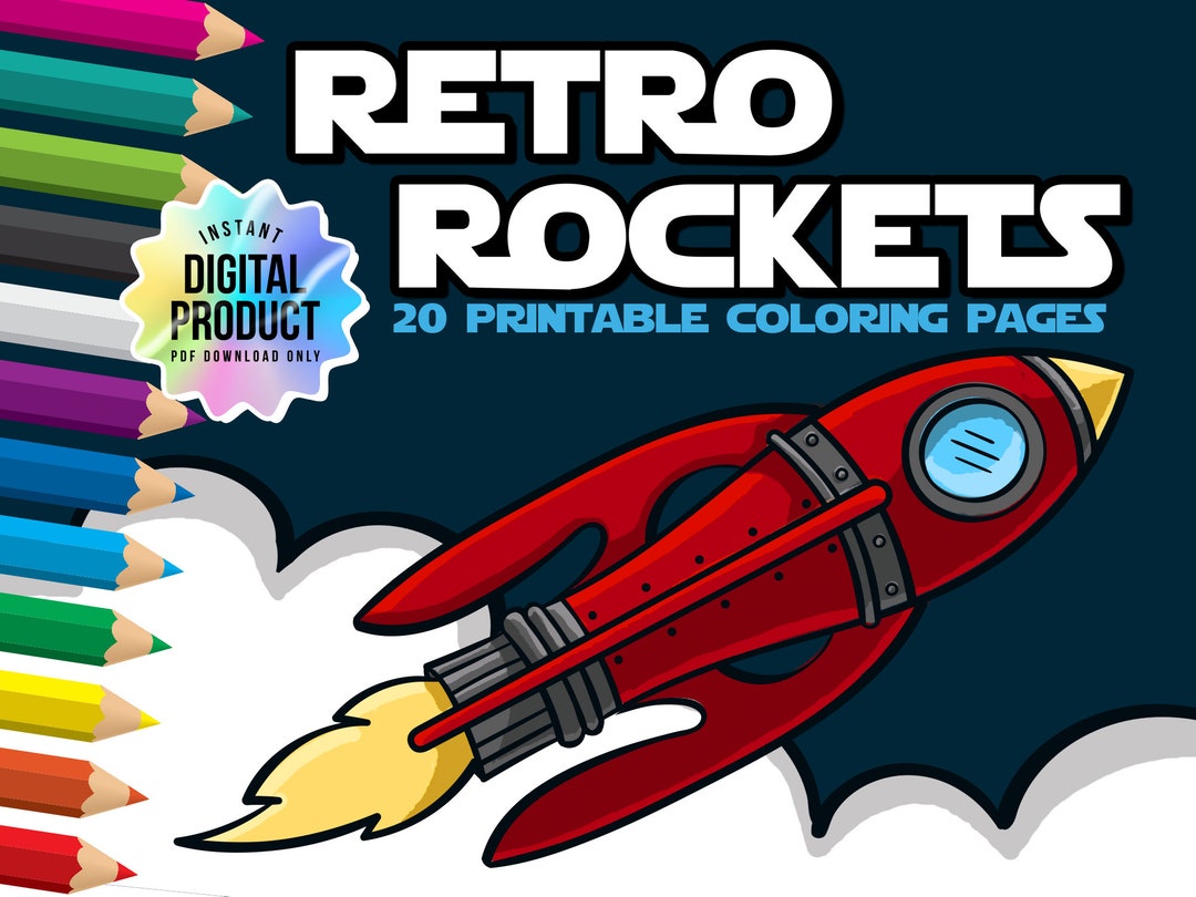 Retro Rockets: Science Fiction Rocket Artist Illustrated Coloring Pages ...
