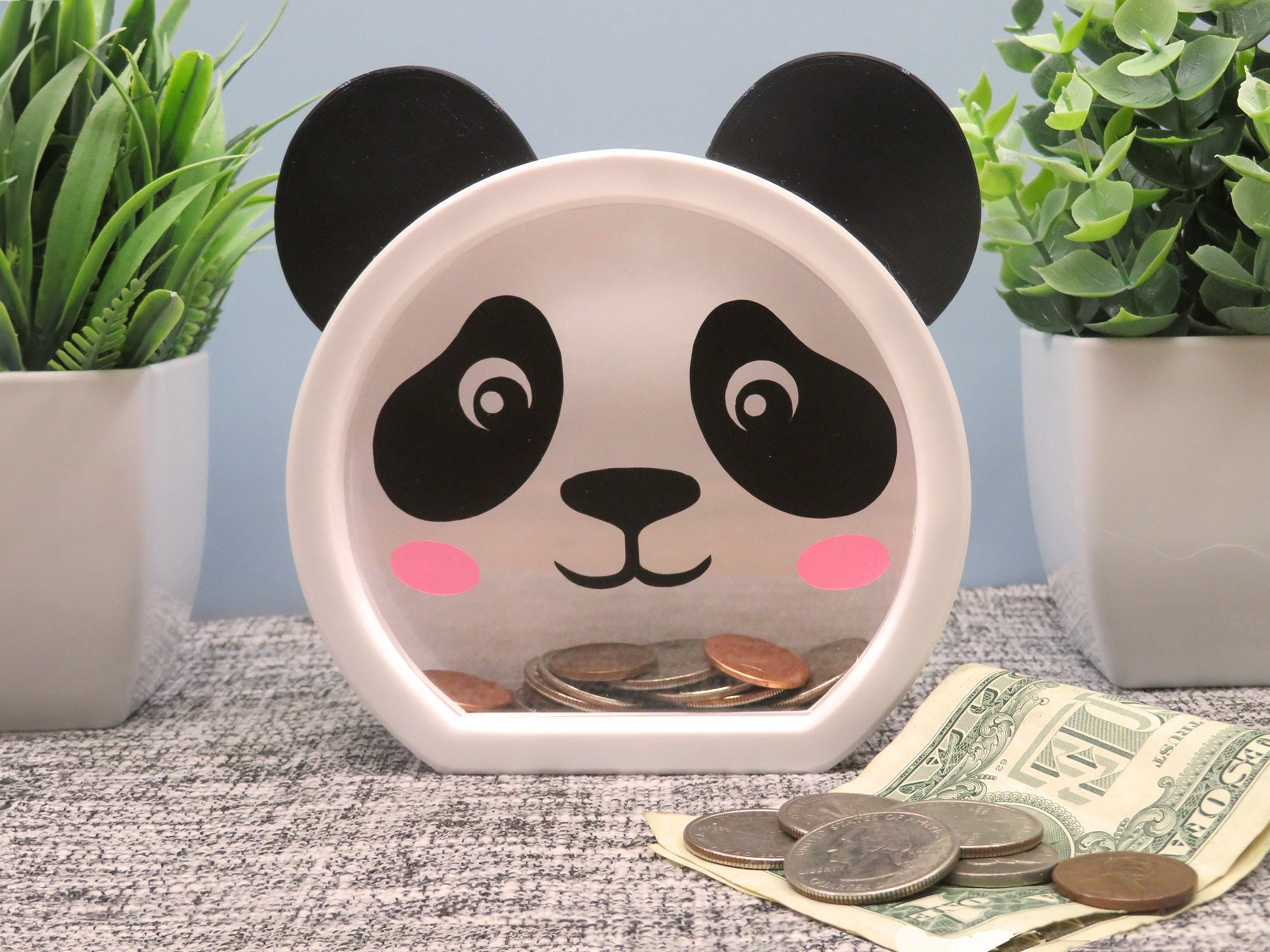 Panda Bear Bank 3D Printed Panda Face Coin Bank Money Saver for Kids ...