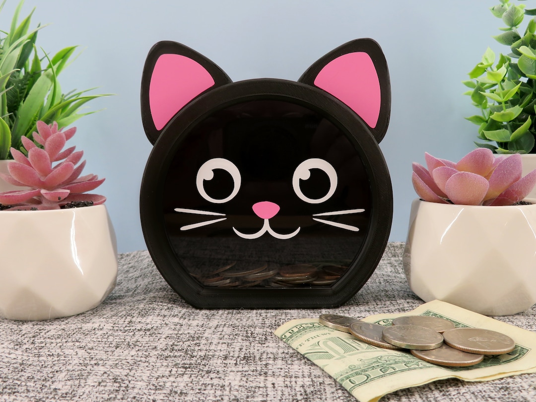 Black Cat Kitty Bank 3D Printed Kids Coin Bank - Etsy UK