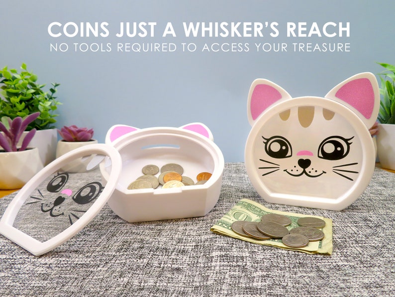 Adorable Kitty Banks - 3D Printed Cat Face Coin Bank - Perfect Gift for ...