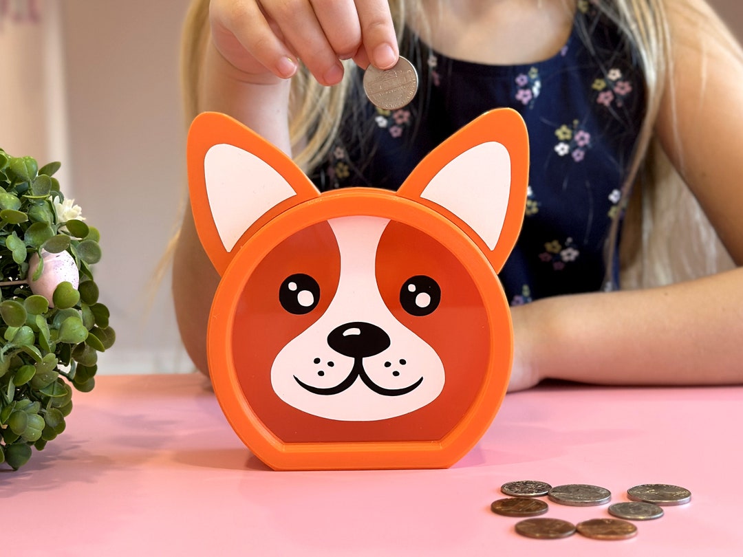 Corgi Bank - 3D Printed Corgi Face Coin Bank -great for Kids and Corgi ...