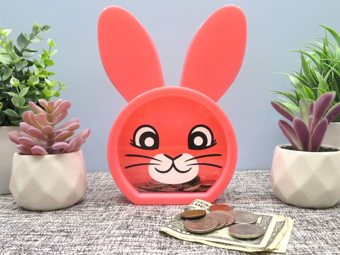 Bunny Bank - 3D Printed Rabbit Face Coin Bank - Ideal Gift for Kids and ...