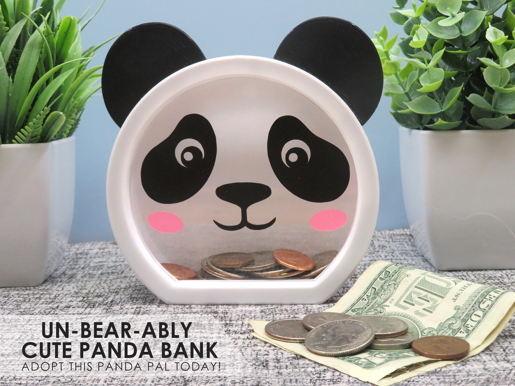 Panda Bear Bank 3D Printed Panda Face Coin Bank Money Saver for Kids ...
