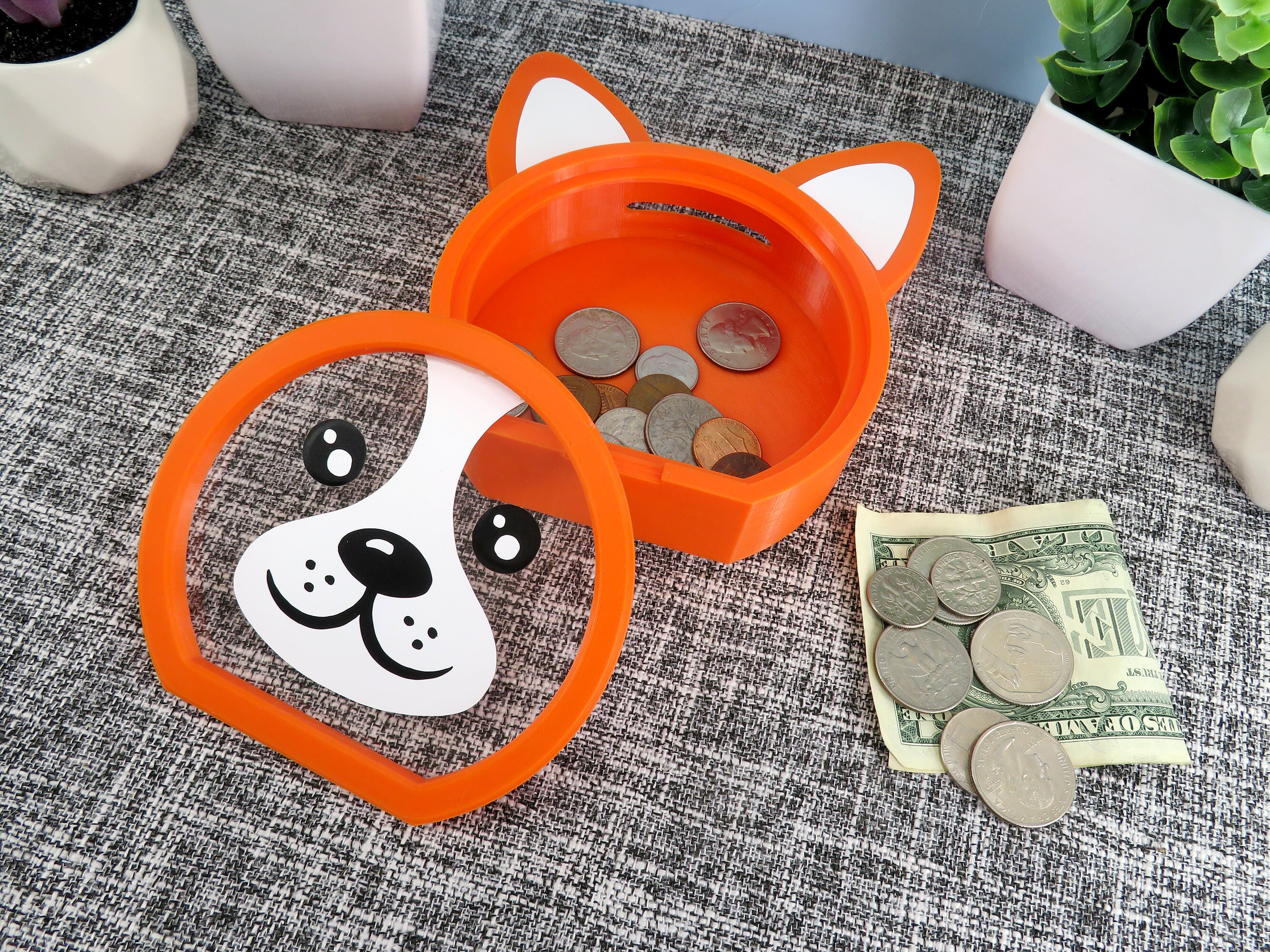 Corgi Bank - 3D Printed Corgi Face Coin Bank -great for Kids and Corgi ...