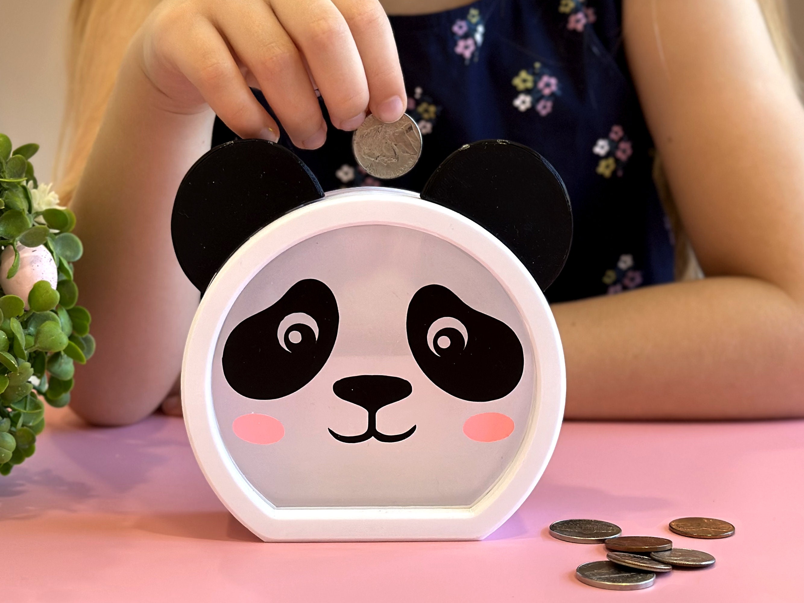 Panda Bear Bank 3D Printed Panda Face Coin Bank Money Saver for Kids ...