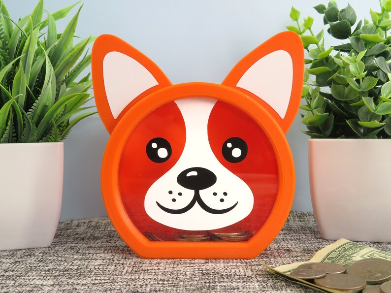 Corgi Bank 3D Printed Corgi Face Coin Bank great for Kids and Corgi Dog ...