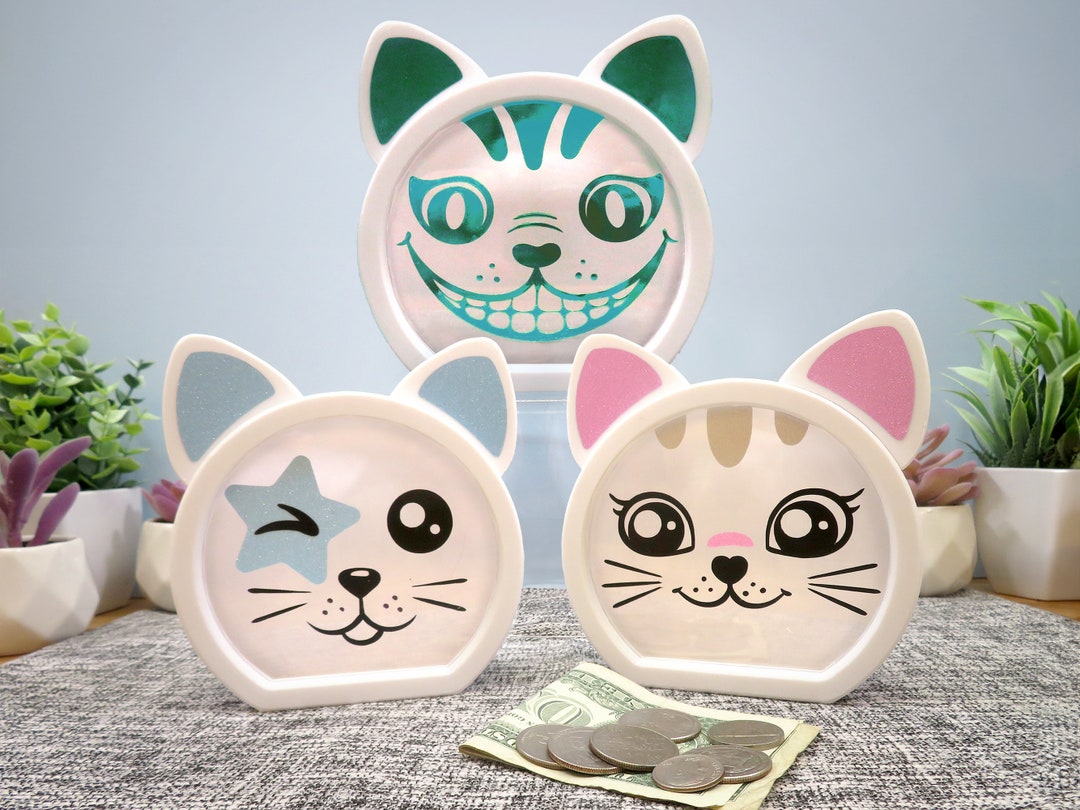 Adorable Kitty Banks - 3D Printed Cat Face Coin Bank - Perfect Gift for ...