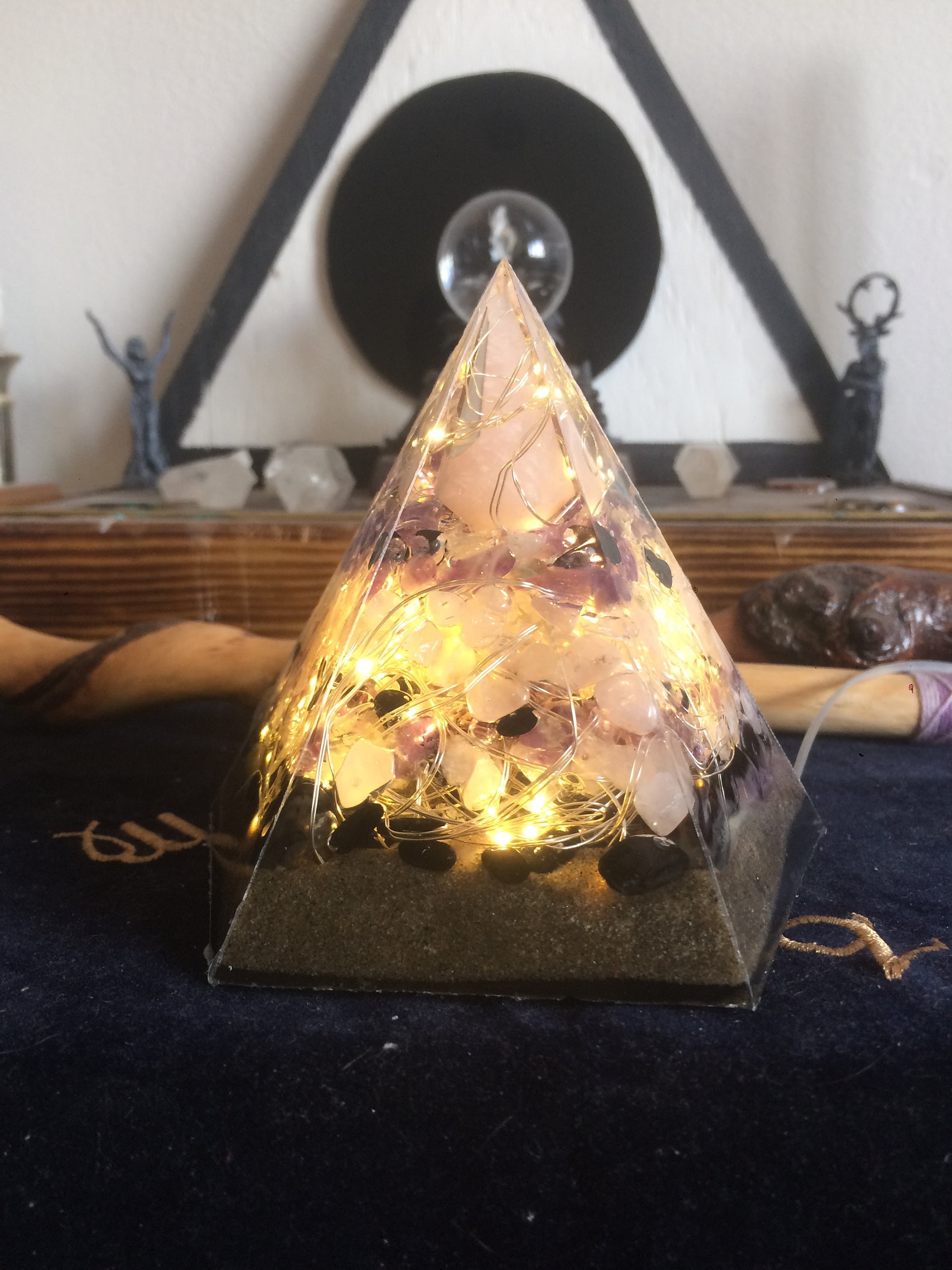 Orgonite Pyramid Lamp Pentagonal USB Remote Control - Etsy