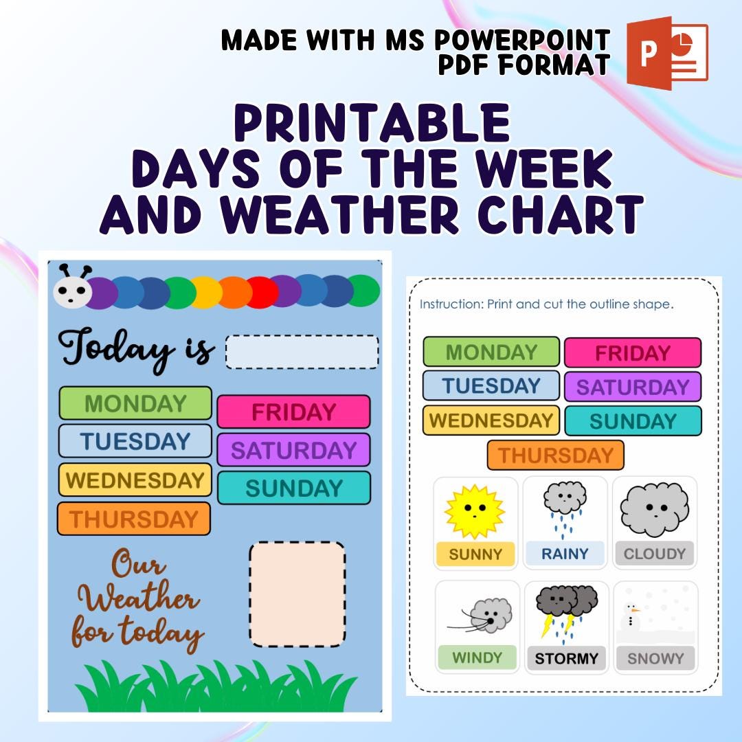 Day of the Week and Weather Chart by Ericka Reyes - Etsy