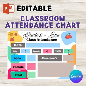 Editable Classroom Attendance Chart - Etsy