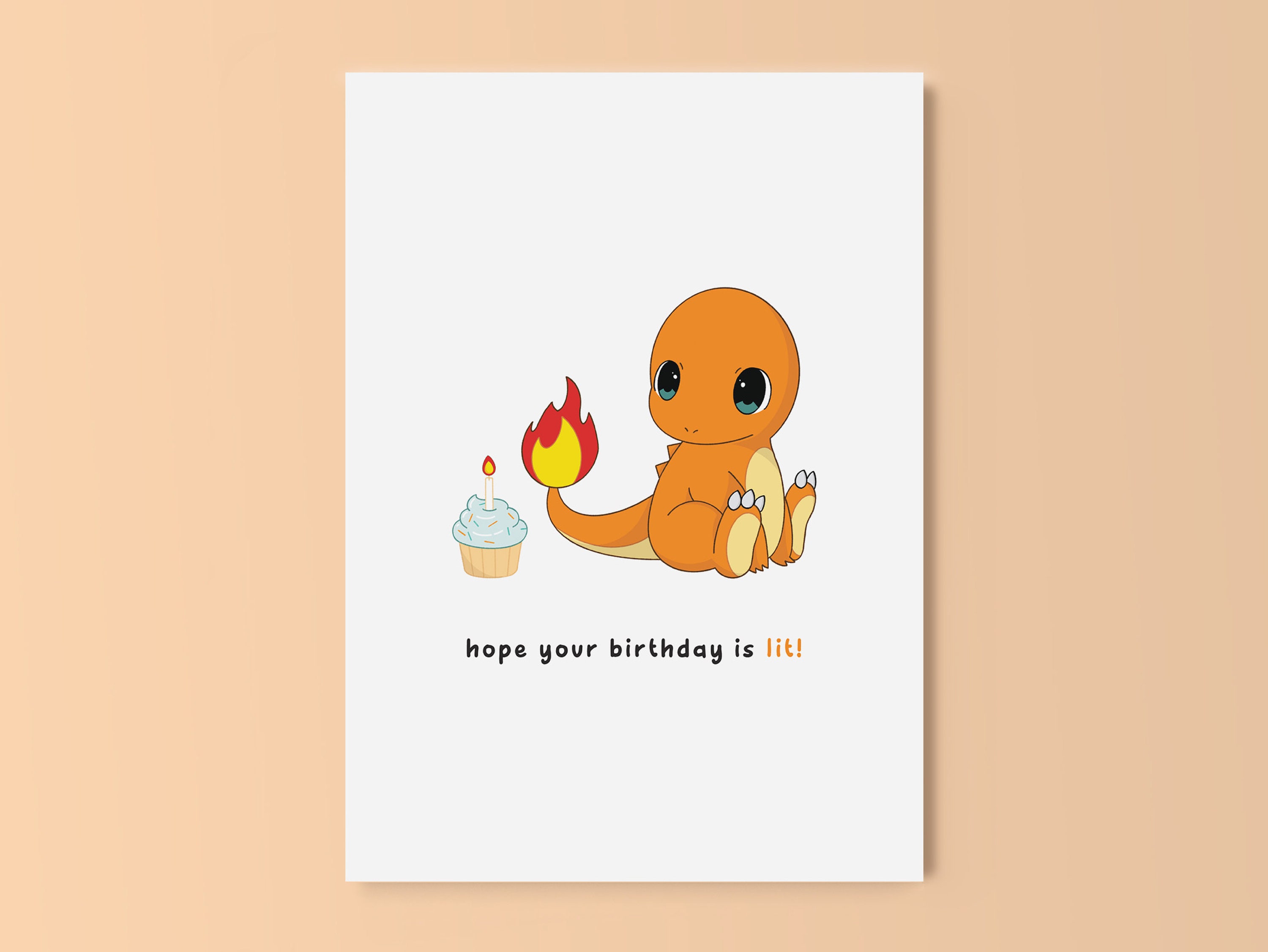 Charmander Pokemon Birthday Card Cute Greeting Card Blank - Etsy Australia