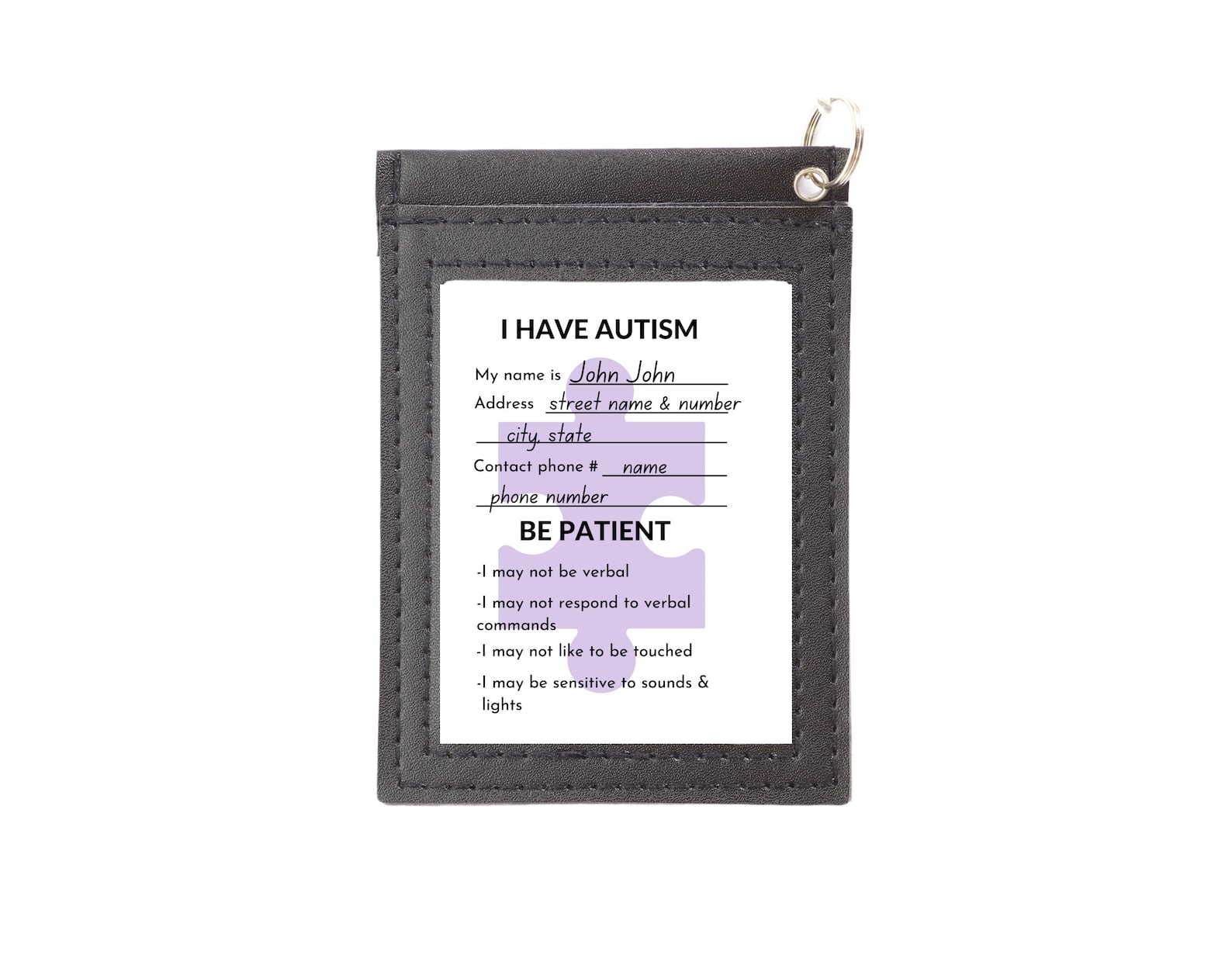Autism ID Card, Medical Card, Autism Medical Card, Child Autism Card ...