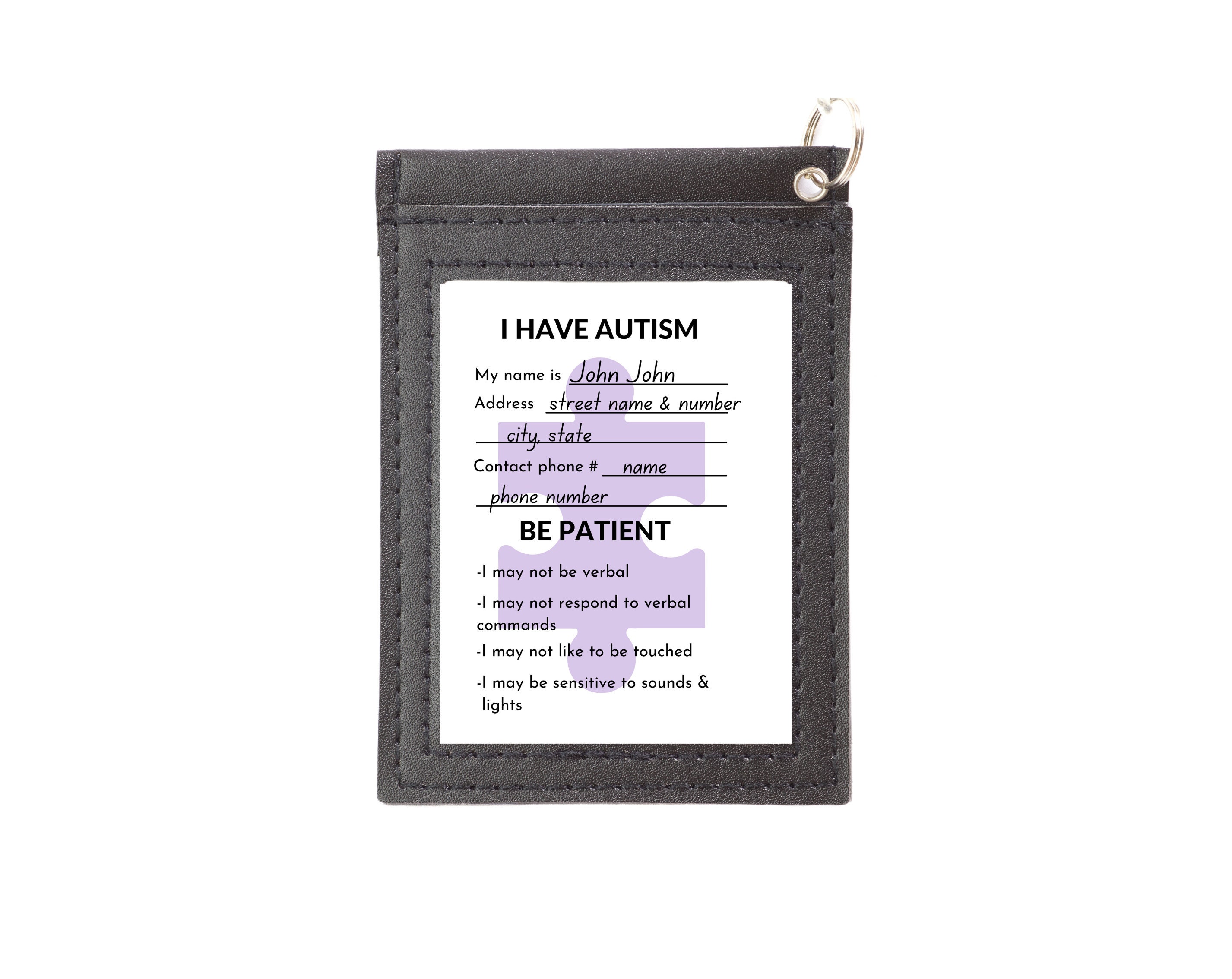 Autism ID Card, Medical Card, Autism Medical Card, Child Autism Card ...