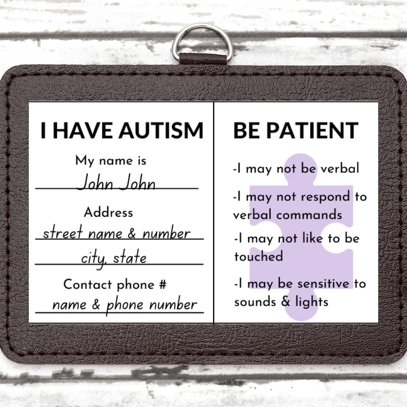 Autism Id Card Printable - Etsy