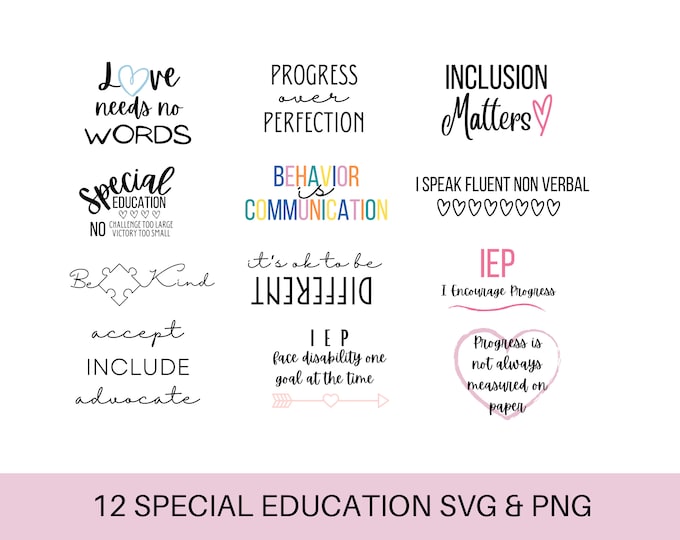 Special Education Svg Bundle, Autism Svg, Cut Files, Sped Teacher Svg ...