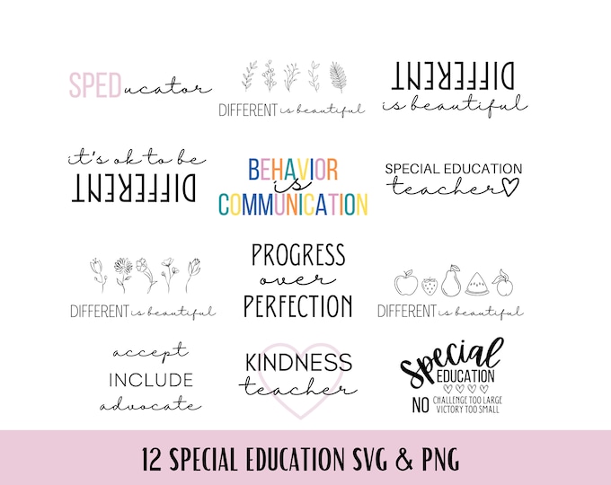 Special Education Svg Bundle, Autism Svg, Cut Files, Sped Teacher Svg ...