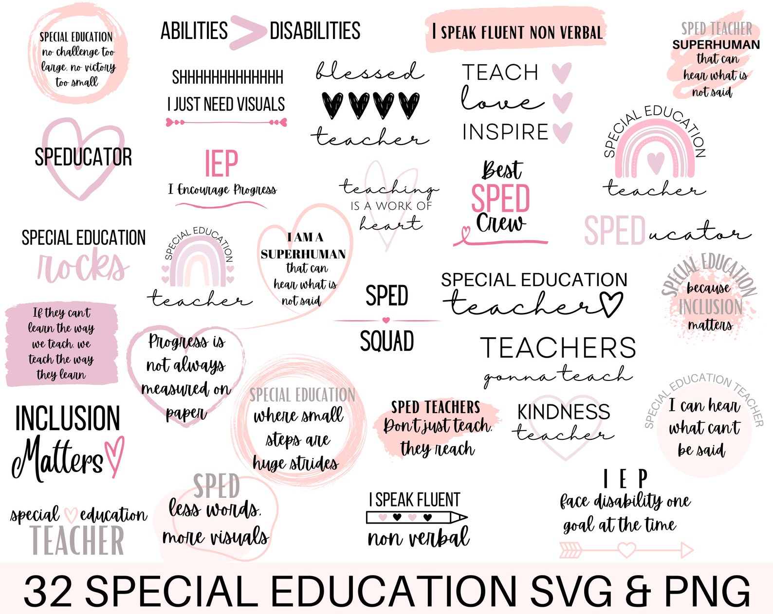 Special Education Svg Bundle, Autism Svg, Cut Files, Sped Teacher Svg ...