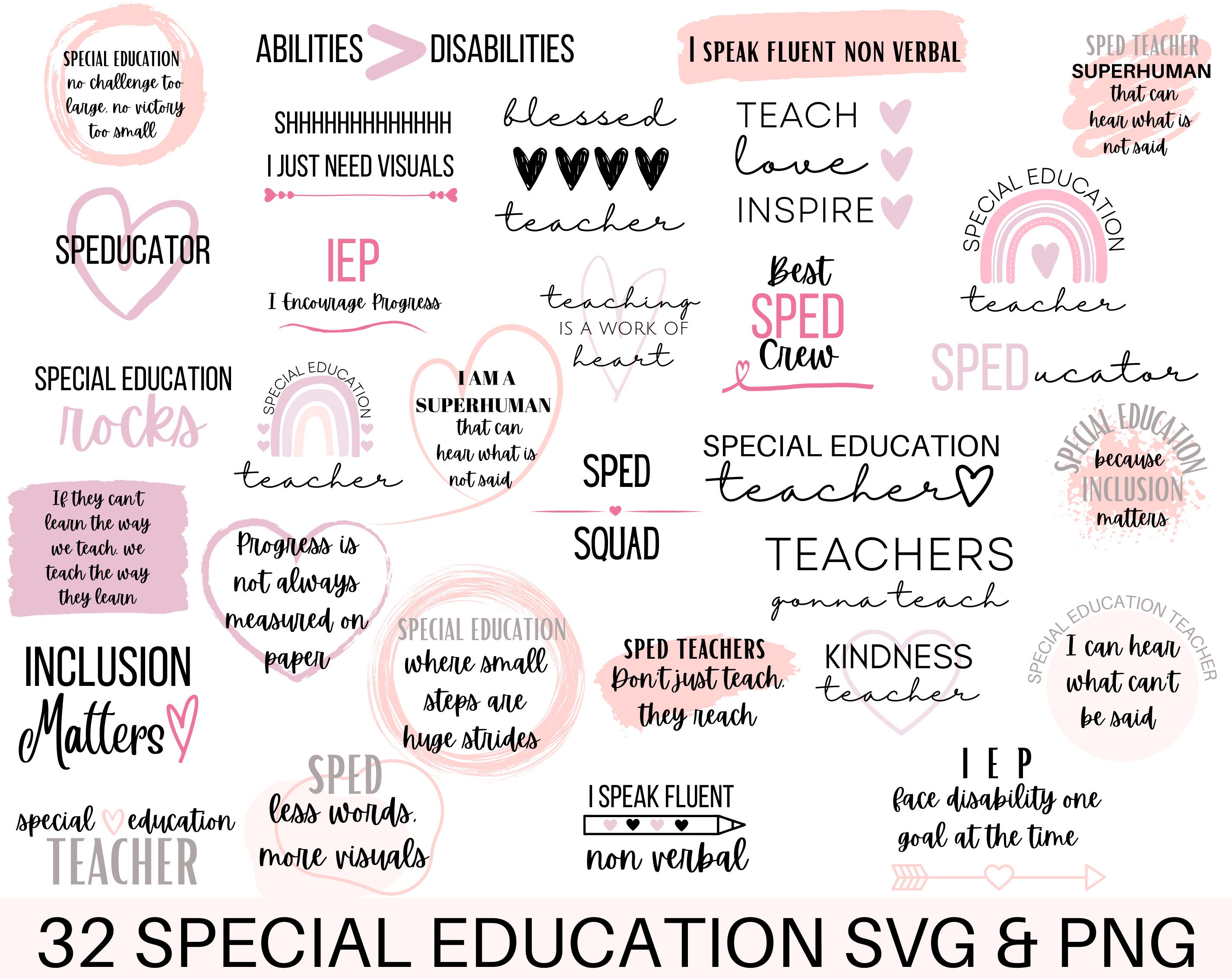 Special Education Svg Bundle, Autism Svg, Cut Files, Sped Teacher Svg ...