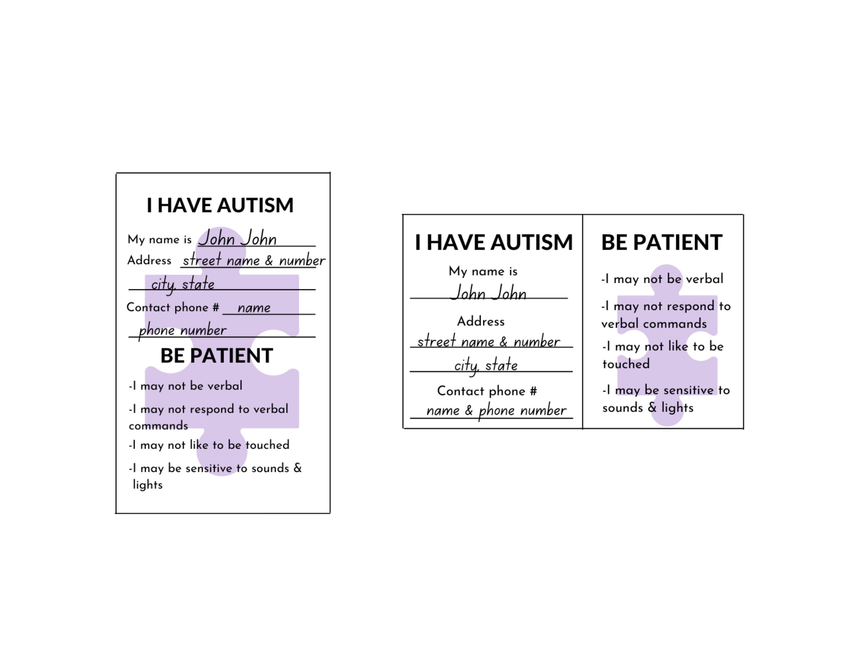 Autism ID Card, Medical Card, Autism Medical Card, Child Autism Card ...