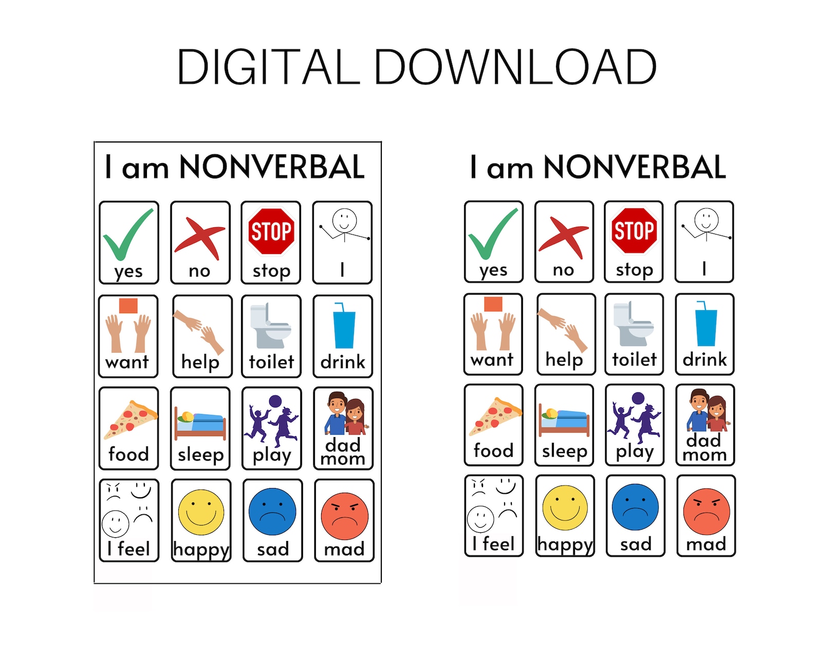 Autism Communication Pecs Board, Autism Visual Aid, Pecs Cards, Non ...