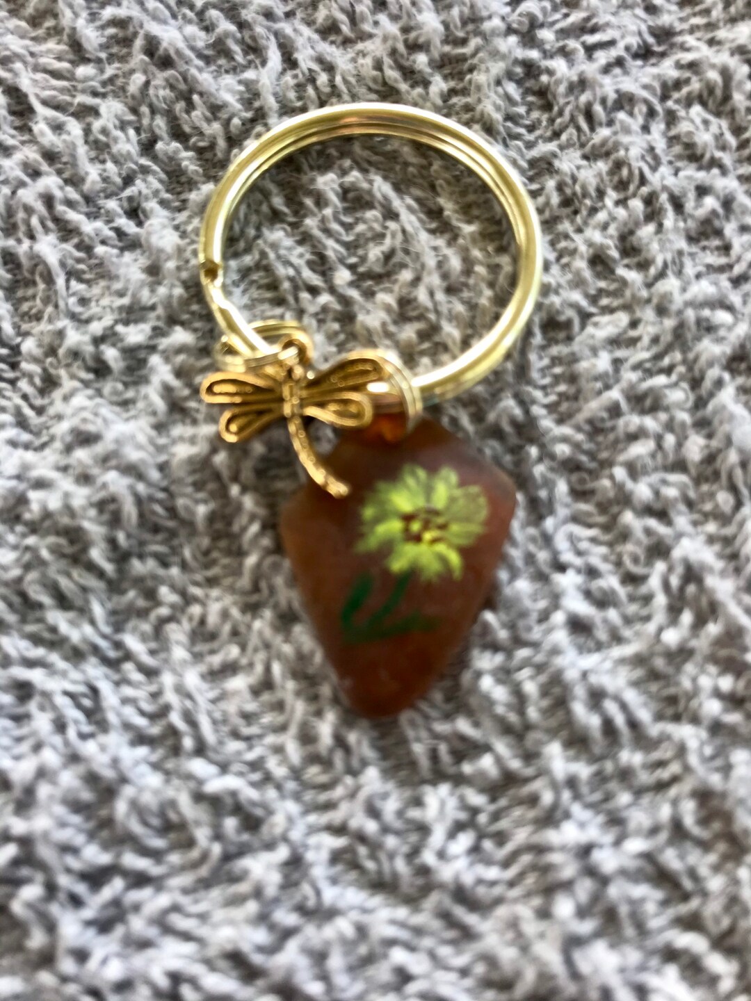 Custom Hand Painted Sea Glass, With Charm Key Ring - Etsy