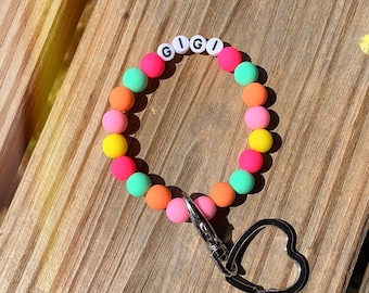 Personalized Colorful Beaded Keychain, Custom Letter Keychain, Keychain ...