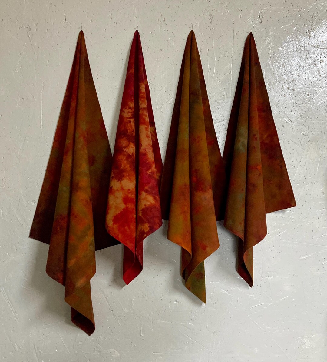24" Rust Bandana 27" Orange Kerchief Hand Ice Dyed Bandanas Sustainable ...